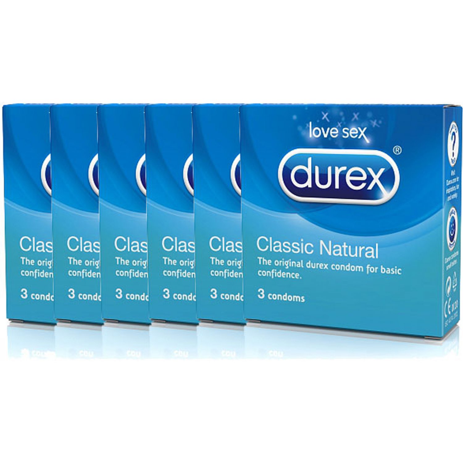 Tray van 6 Durex Classic Natural 3 packs NL | Postcondooms.nl