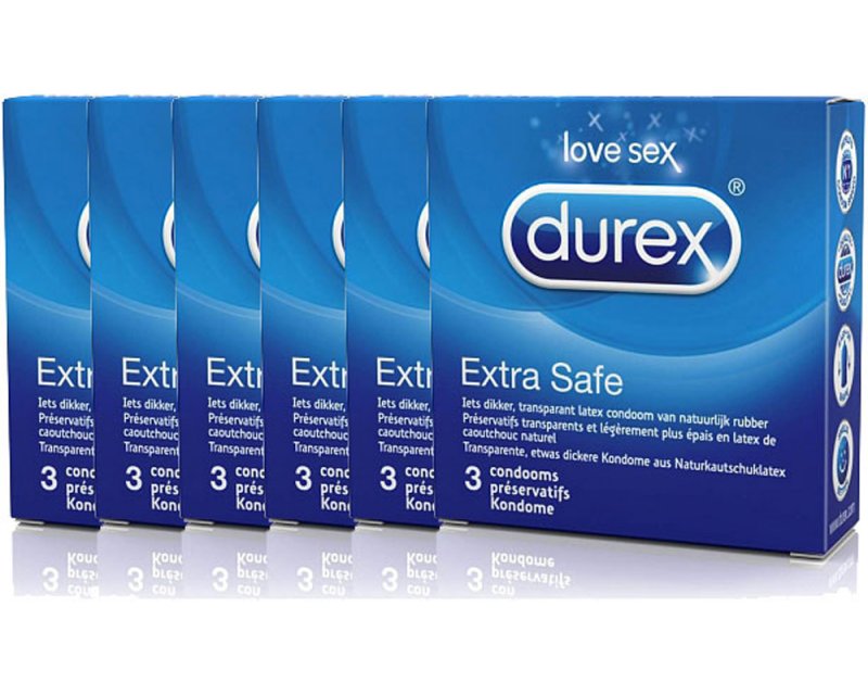 Tray van 6 Durex Extra Safe 3 packs NL | Postcondooms.nl